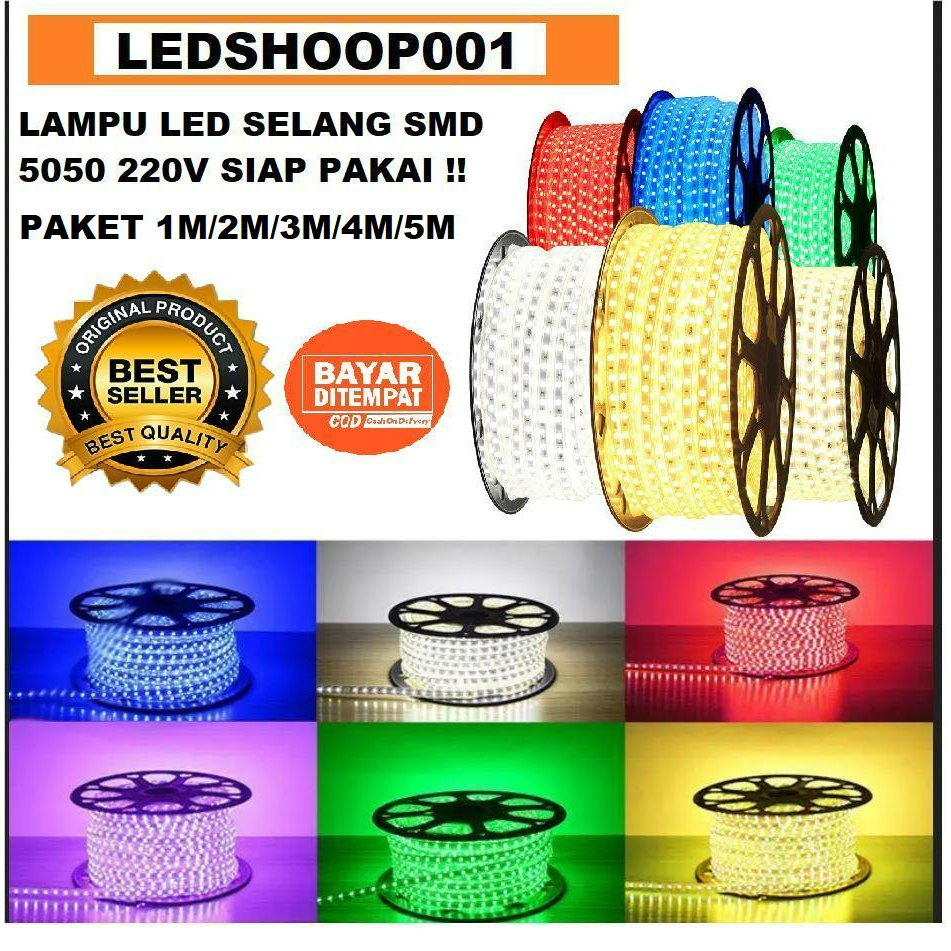 Jual LAMPU LED STRIP SELANG 5050 SMD PAKET 1-10 METER FREE SOKET (SIAP ...