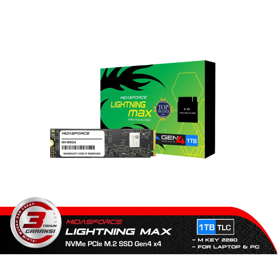 Jual Midasforce SSD NVMe PCIe Gen4 x4 Lightning Max 2280 (Gen 4) 1TB ...