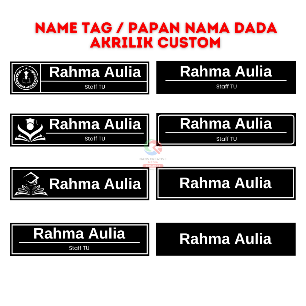Jual NAME TAG DADA AKRILIK CUSTOM PENITI/MAGNET | Shopee Indonesia
