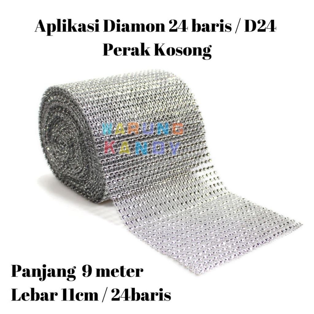Jual Diamon 24 Baris Mas / Hitam / Perak Kosong Tanpa Diamon 9 Meter ...
