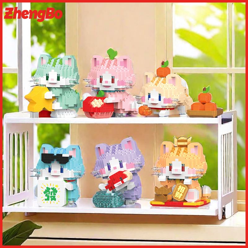 Jual ZhengBo Mainan Bricks Mini kucing yang beruntung DIY Nano Block ...
