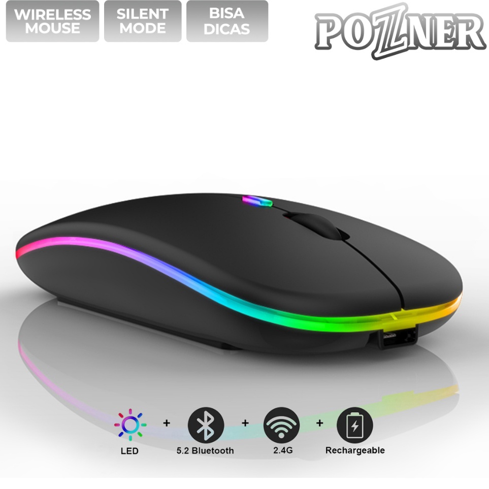 Jual Mouse 24G Silent Wireless Rechargeable 16 DPI RGB LED Backlit ...
