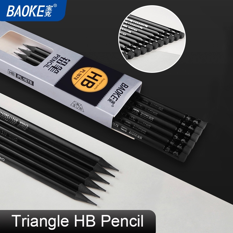Jual BAOKE 12Pcs HB Pencil / Pensil HB Bentuk Segitiga Design Elegan ...