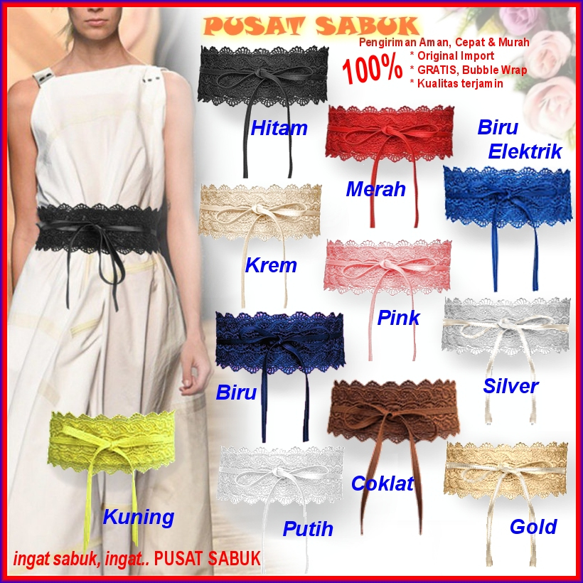 Jual Gesper Cewek Ikat Tali Pinggang Sabuk Obi Belt Wanita Fashion Korea Impor Kain Kepang Hitam ...