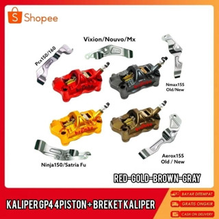 Jual Kaliper 4 Piston + Breket 4P racing GP 4 grade A full CNC 4 Piston PCX 150 160 Vixion Nouvo ...