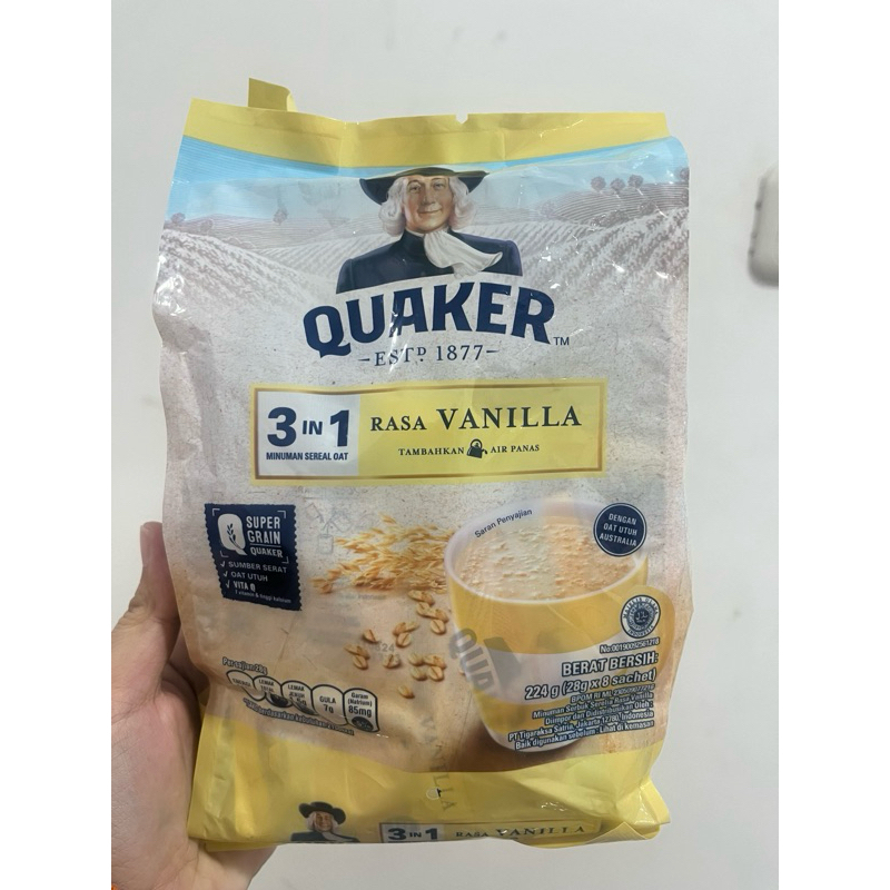 Jual Quaker 3in1 vanilla 224G | Shopee Indonesia