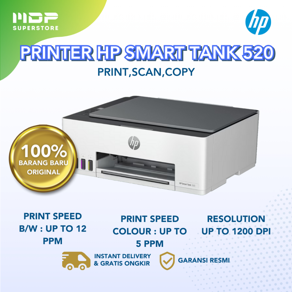 Jual PRINTER HP SMART TANK 520 : PRINT,SCAN,COPY,TINTA GT53BK,GT52CMY ...