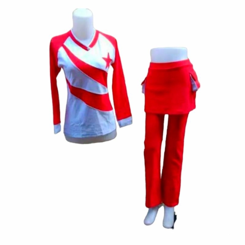 Jual Stelan senam zumba muslim merah putih | Shopee Indonesia