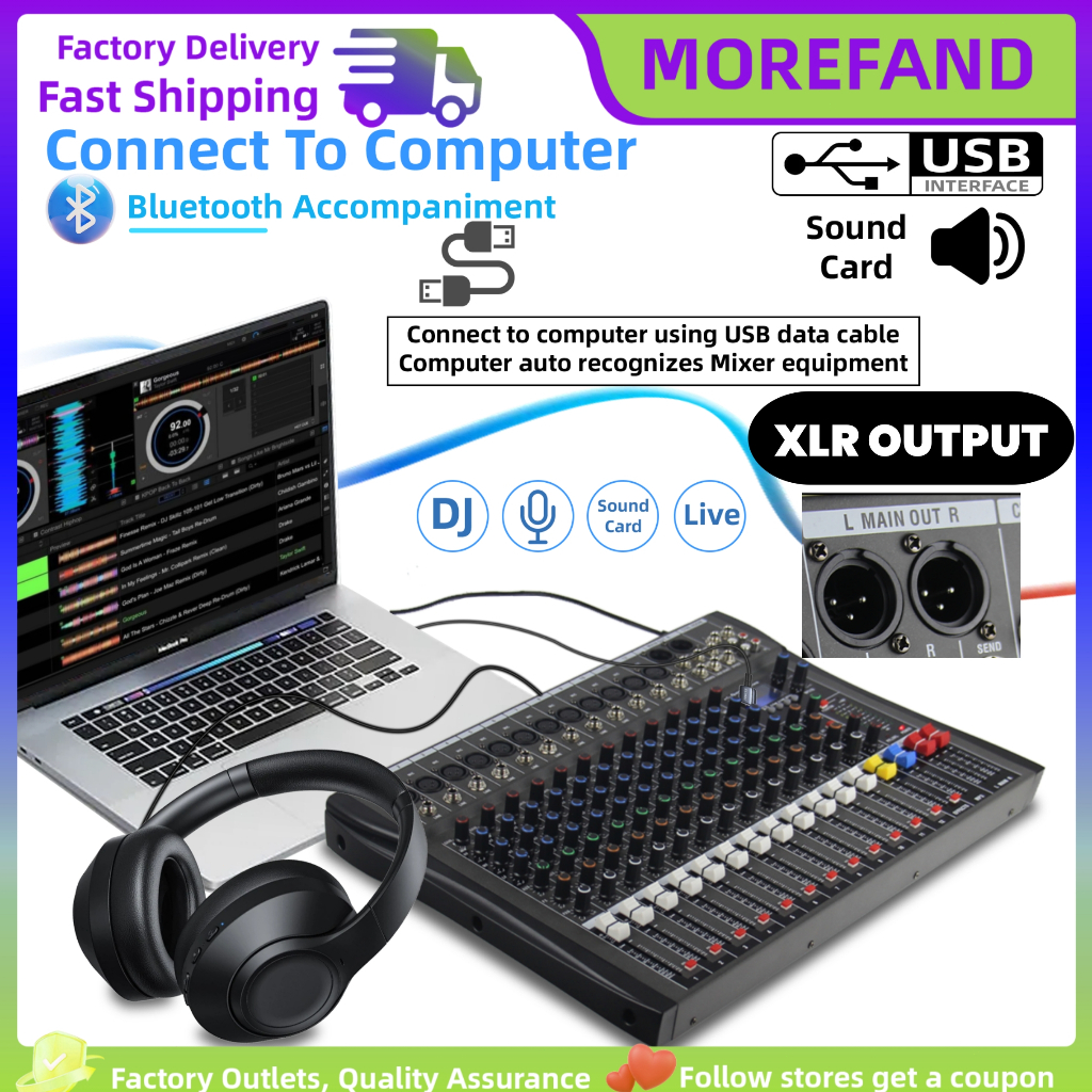 Jual Mixer profesional 6/8 channel built-in EQ 16DSP Bluetooth/USB/PC ...