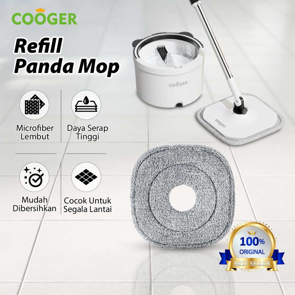 Jual COOGER Refill Alat Pel Single Spin Mop Panda Bucket Spin Mop Alat ...