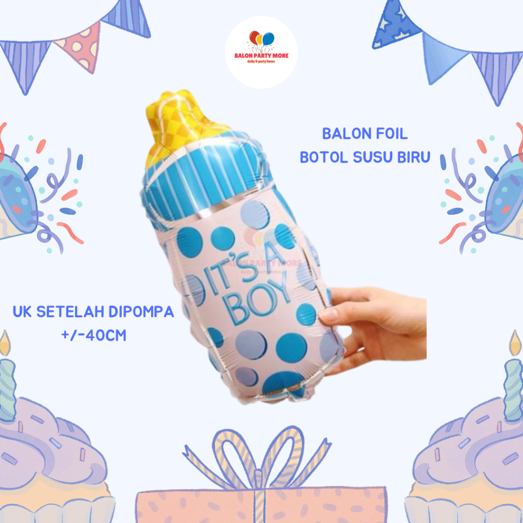 Jual [BOTOL BIRU] Balon Foil Tema Baby Shower /Balon baby shower ...