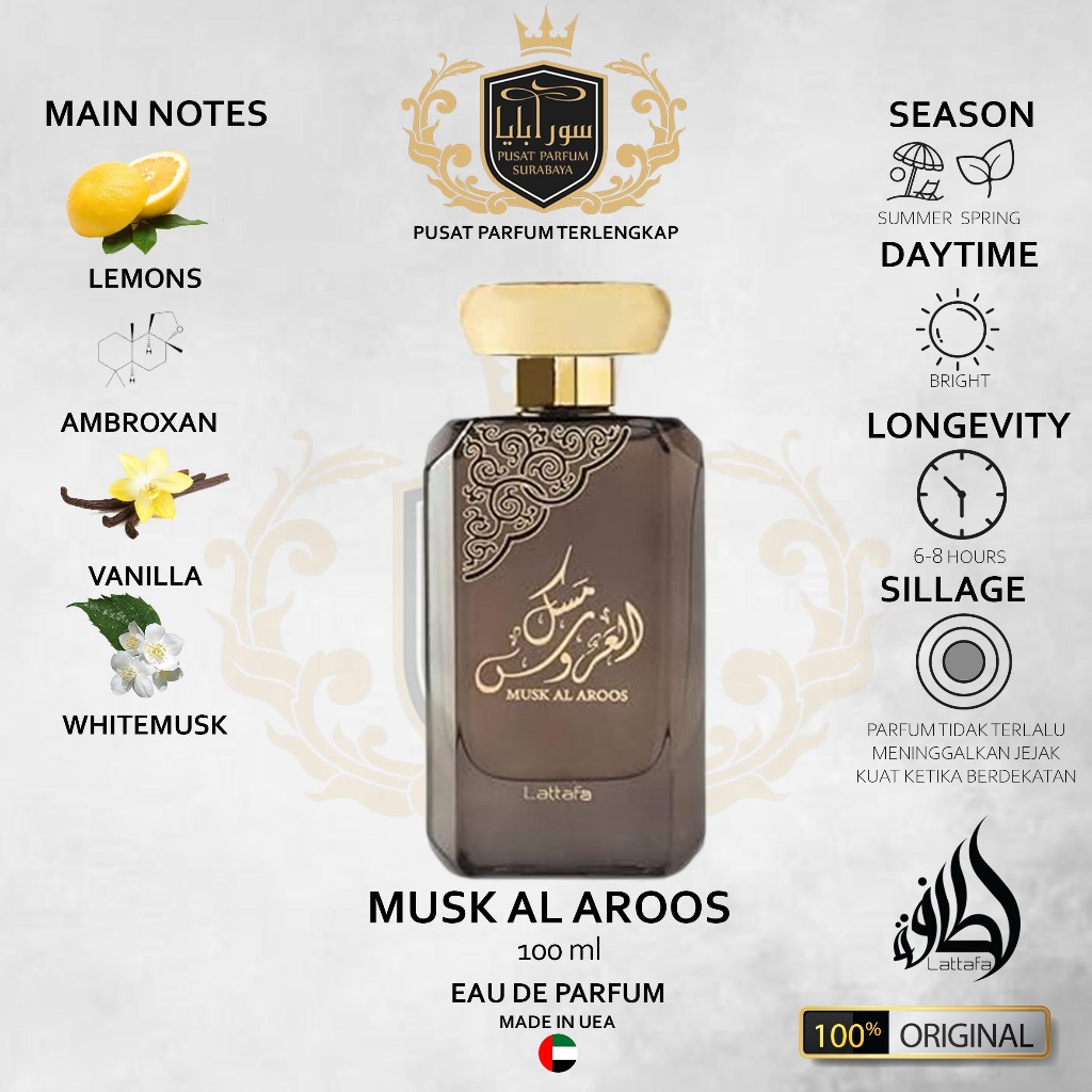 Jual Musk Al Aroos Lattafa Premium Parfum Pria/Wanita/Unisex Original ...