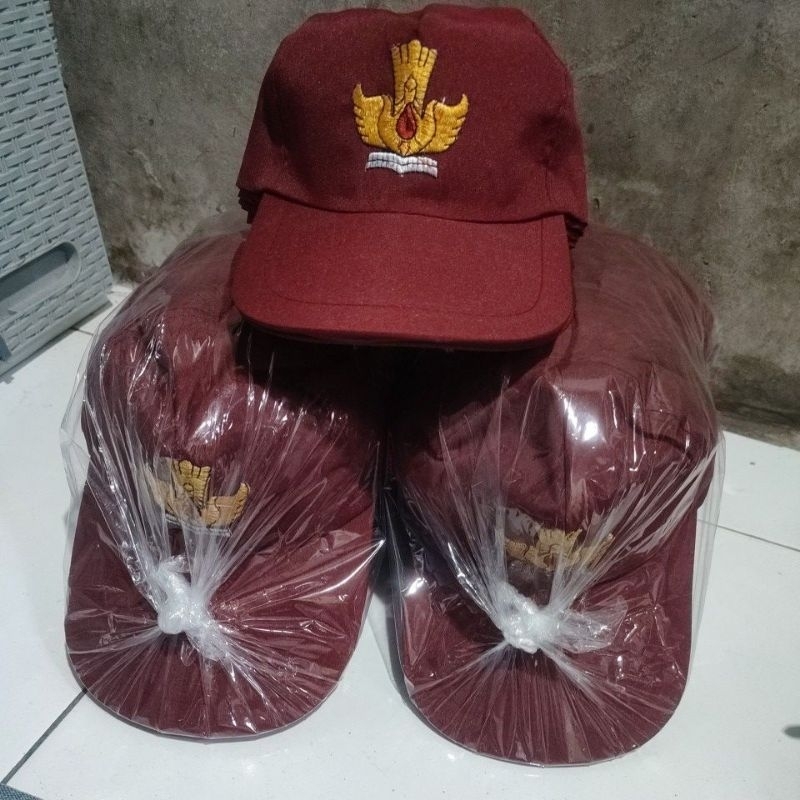 Jual topi sekolah sd merah merah bordir tutwri 20pcs | Shopee Indonesia