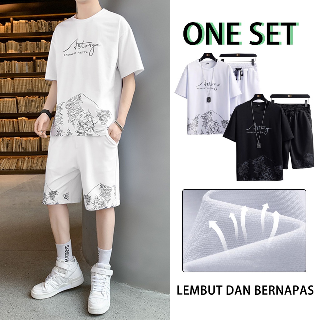 Jual baju Setelan kaos pria one set outfit pria oversize pria unisex ...