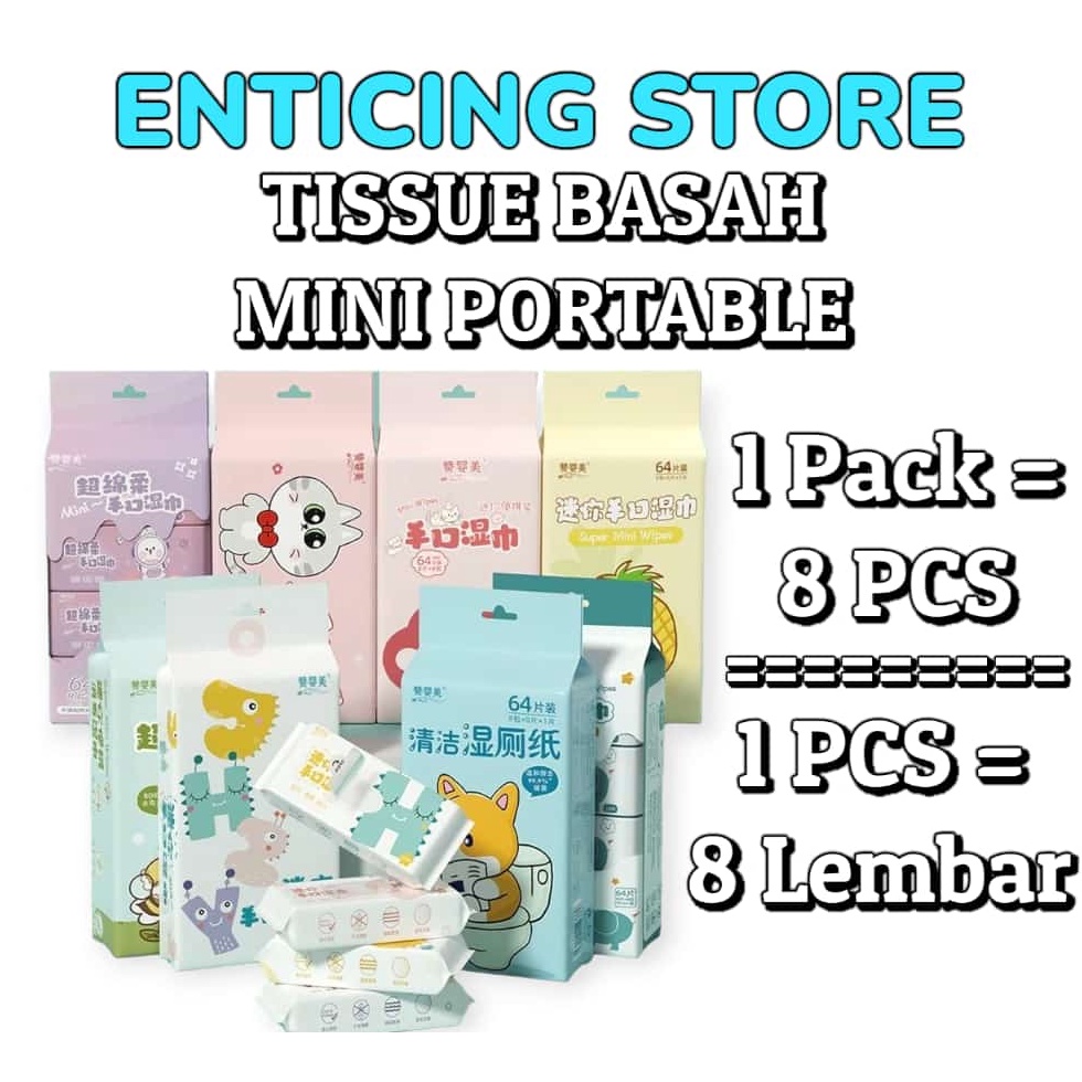 Jual KILAT TISSUE BASAH MINI TISU BASAH TRAVEL TISU KARAKTER 1 PACK ISI ...