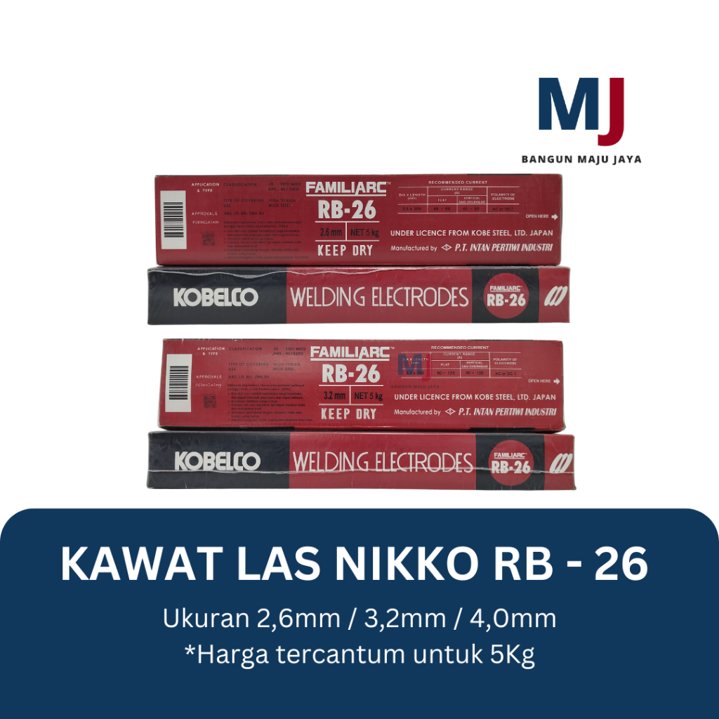 Jual Kawat Las Kobe Steel RB 26/2,6mm/3,2mm/4,0mm/5Kg | Shopee Indonesia