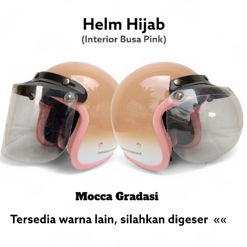 Jual Helm Hijab Dewasa Gradasi Busa Pink Helm Bogo Dewasa Kaca Datar ...