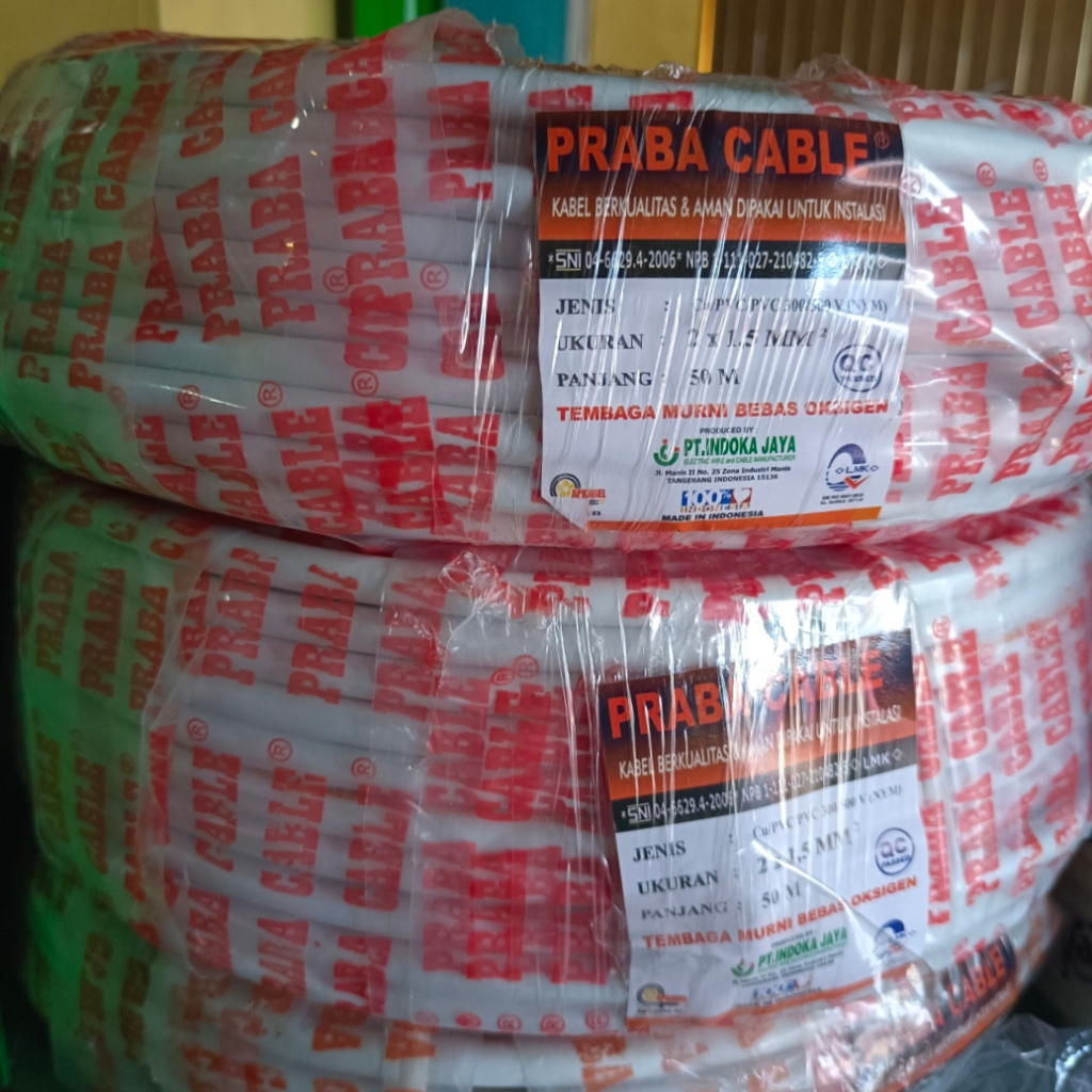 Jual Kabel Listrik NYM 2X1,5 Praba SNI Tembaga Murni 50 Meter | Shopee ...