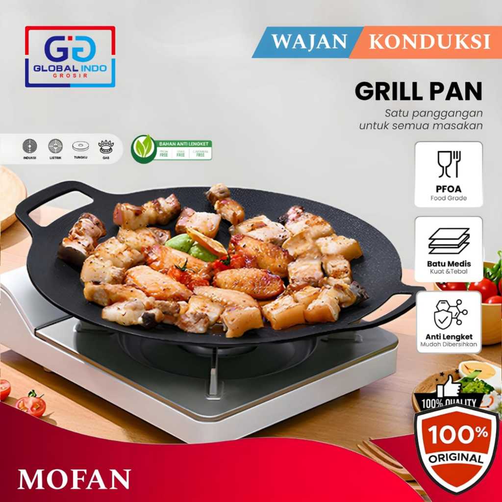 Jual Wajan Konduksi Alat Panggangan BBQ Grill Pan Korean Wajan Bulat ...