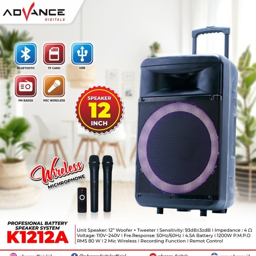 Jual SPEAKER ADVANCE K 1212 A Wireless + 2 Mic | Shopee Indonesia
