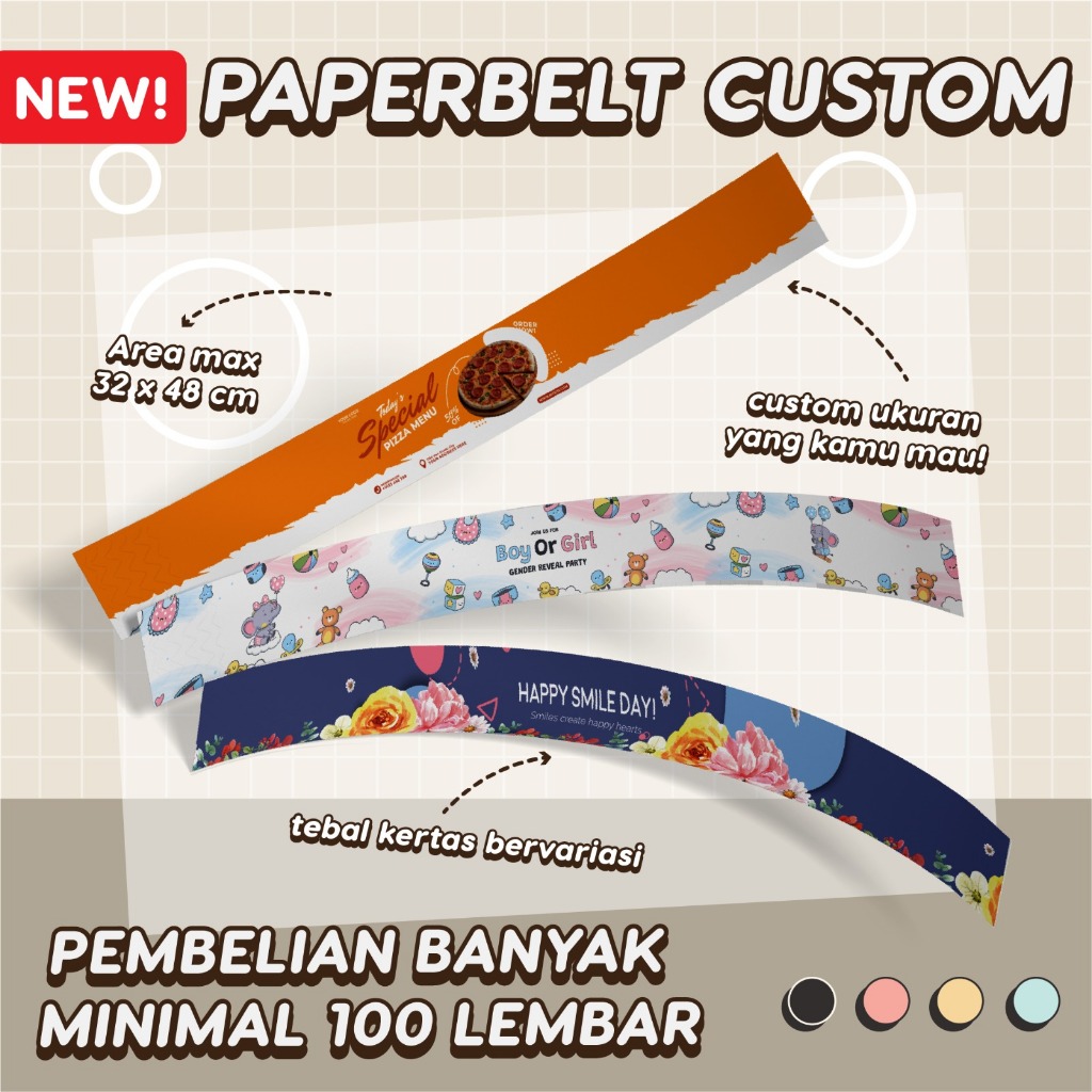 Jual Pembelian Minimal 100 Lembar - Cetak Paper Belt Custom A3 | Shopee ...