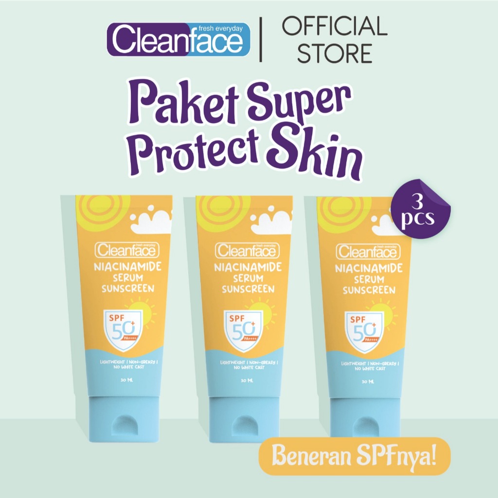 Jual [DAPAT 3] Cleanface Niacinamide Serum Sunscreen SPF 50++ Tube ...
