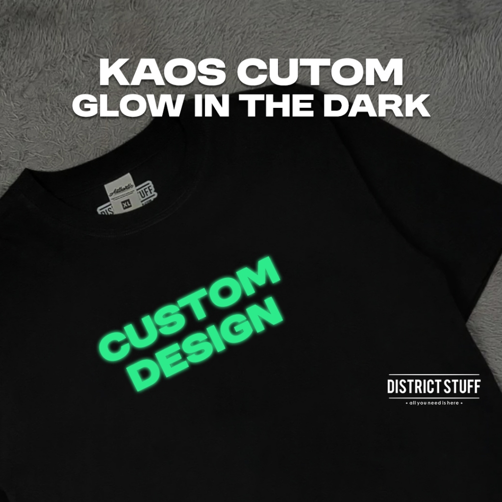 Jual Kaos Custom Sablon Satuan Glow In The Dark 1 Sisi GITD Menyala ...