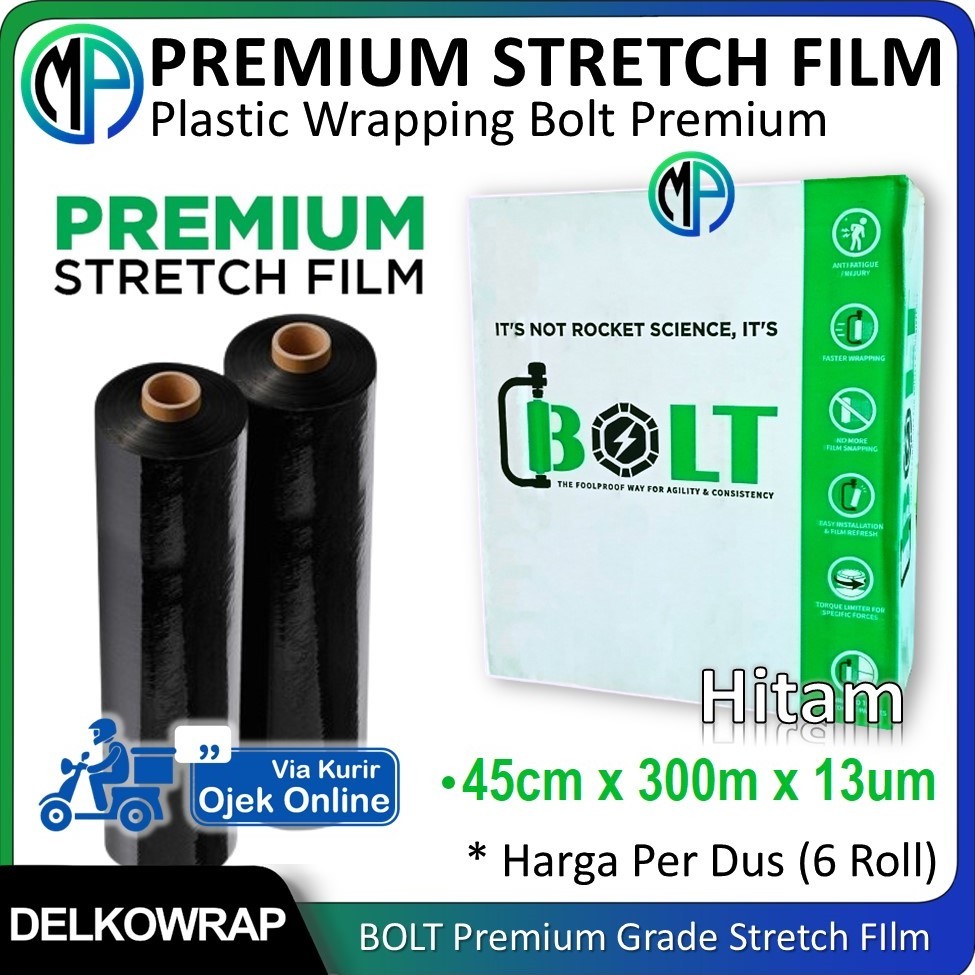 Jual Plastik Wrapping Premium BOLT HITAM BLACK 45CM x 300M / Stretch ...