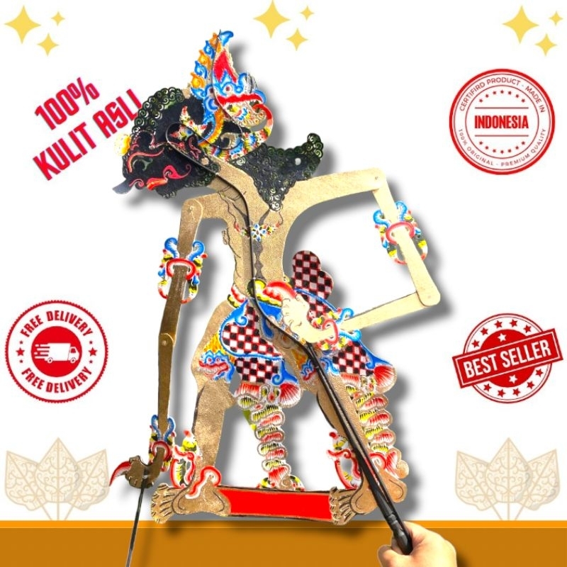 Jual Wayang Kulit Asli Tokoh Bratasena/Brotoseno Kualitas Halus Standar ...