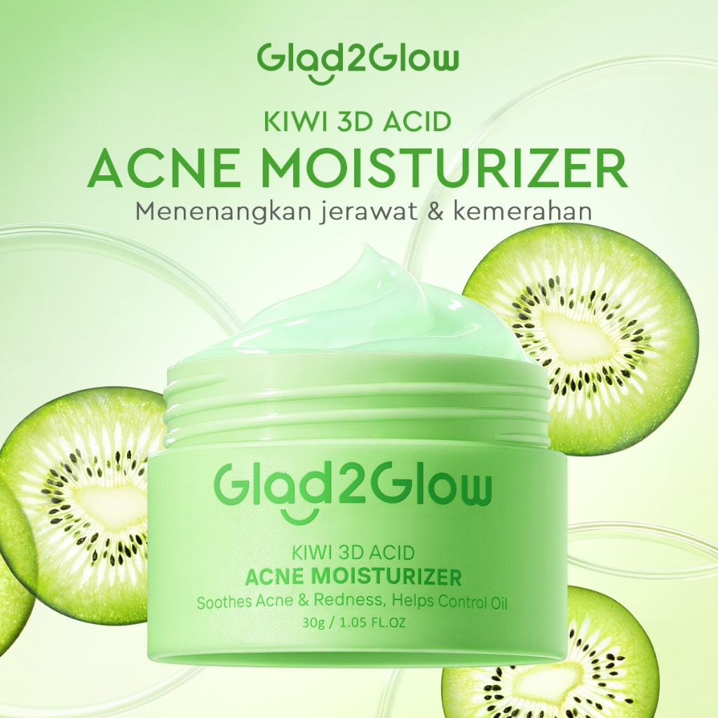 Jual GLAD2GLOW KIWI 3D ACID ACNE MOISTURIZER Pelembab Wajah Jerawat Day ...