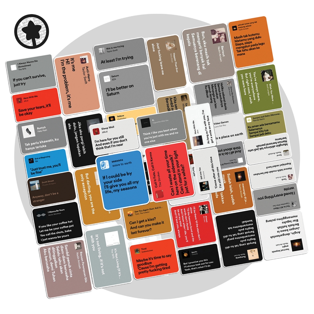 Jual STICKER PACK BAND LIRIK LAGU QUOTES AESTHETIC | STIKER CASE HP ...