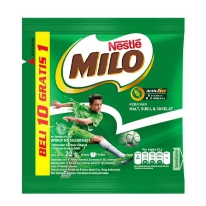 Jual Milo Active Go sachet @22g (1 renceng isi 10 free 1 pcs) | Shopee ...