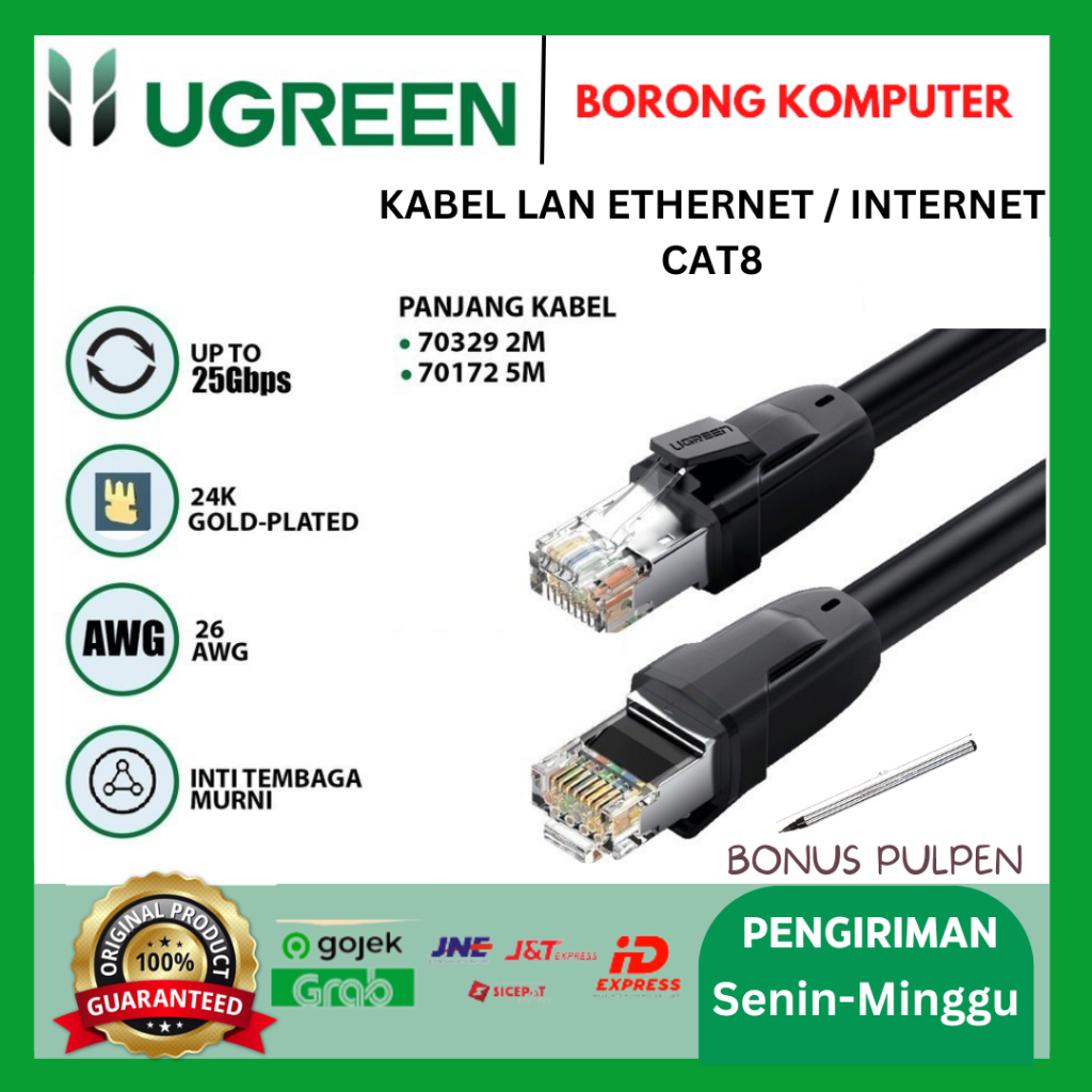 Jual Ugreen Cat8 Ethernet Cable RJ 45 Network Cable UTP 5m -70172 ...