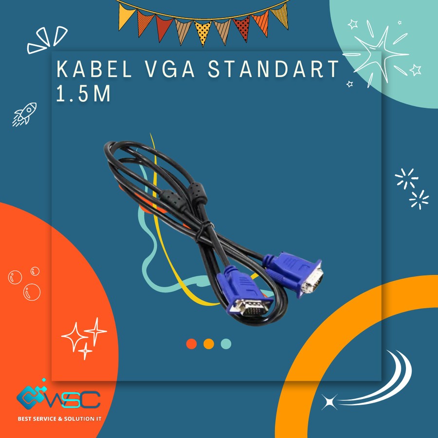 Jual Kabel Vga Standart 1.5m ( Vga Male to Male) | Shopee Indonesia