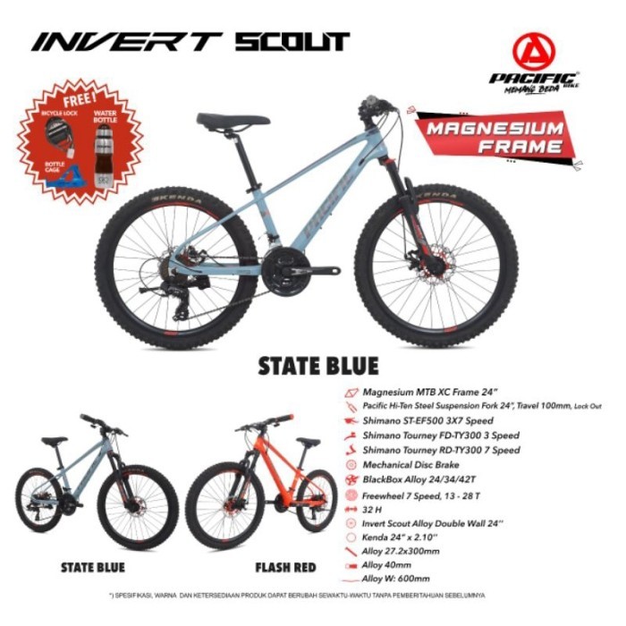 Jual SEPEDA GUNUNG MTB 24 PACIFIC INVERT SCOUT MAGNESIUM (3X7 MD ...