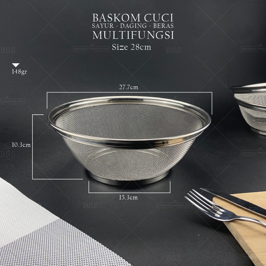 Jual Baskom Saring Lubang Jaring Stainless Cuci Sayur Masak Serbaguna ...