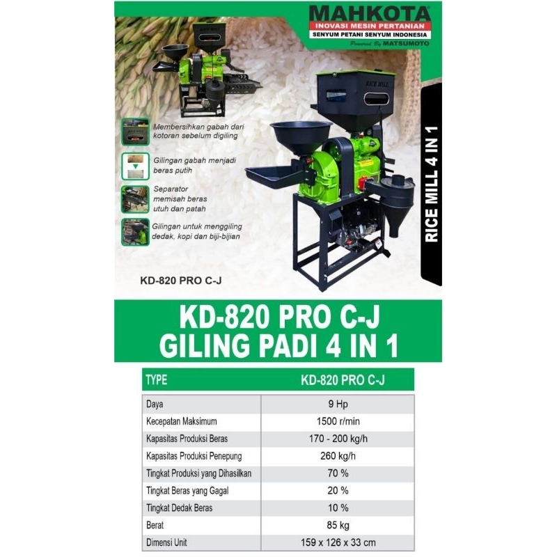 Jual MESIN SELEP PADI GILING PADI MULTIFUNGSI KD-820 PRO C 4 IN 1 ...