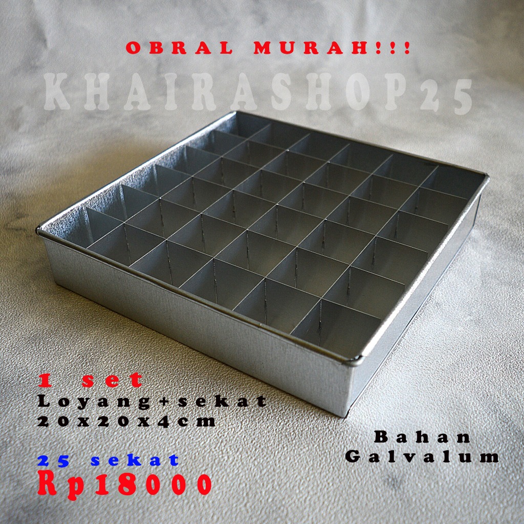 Jual Obral murah! Loyang brownies sekat 20x20x4 cm 9 16 20 25 30 36 ...