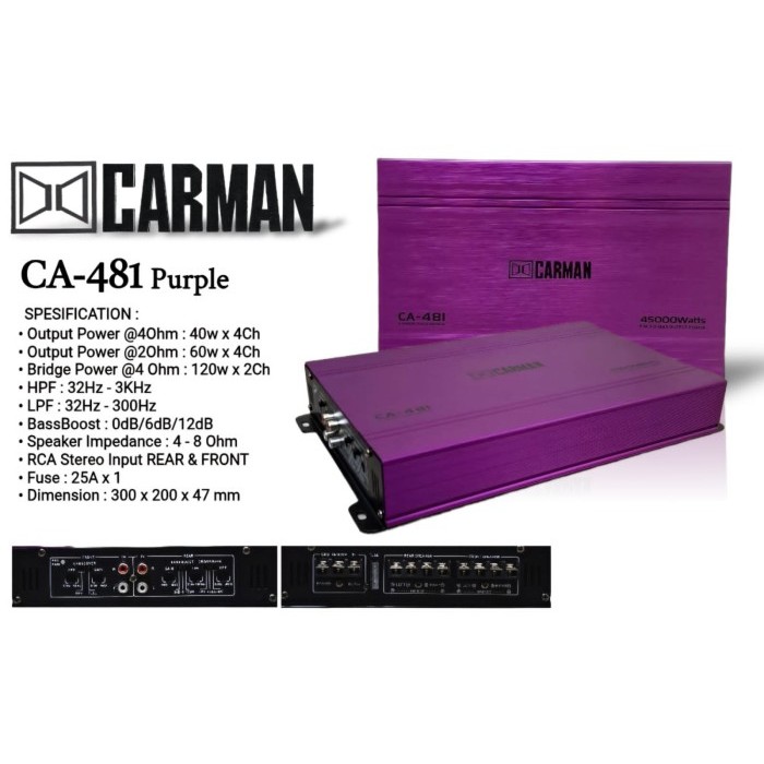 Jual Power mobil amplifier 4 channel Carman 481 Power Amplifier 4 Channel Audio Mobil Carman Ca ...
