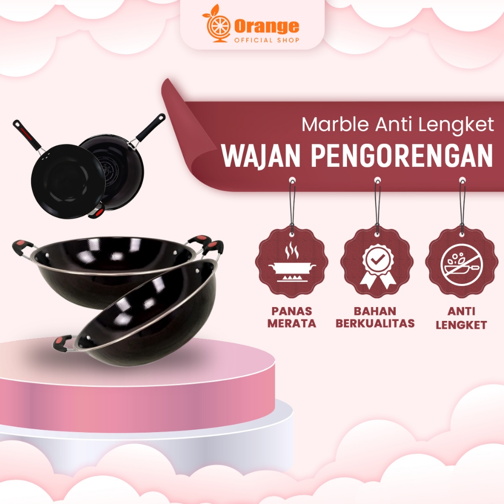 Jual Wajan Enamel Teflon Penggorengan Hitam Anti Lengket Ganggang Kuping 32cm Kuali Fry Pan ...