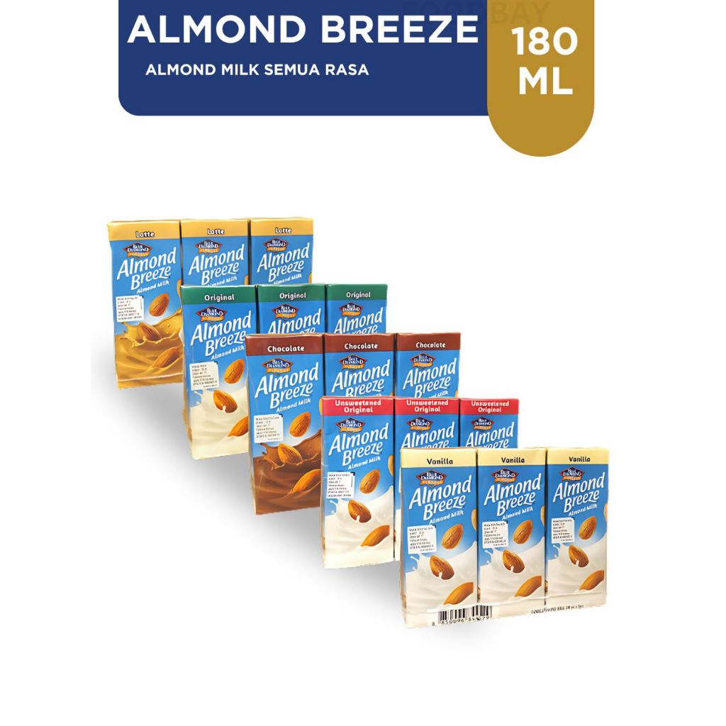 Jual Blue Diamond Almond Breeze Almond Milk Susu Almond 3 x 180 ml [ Semua Rasa ] | Shopee Indonesia