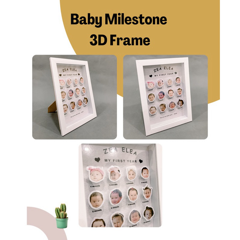 Jual cetak foto Baby Milestone 3D Frame kado bayi wajah bayi 10R ...