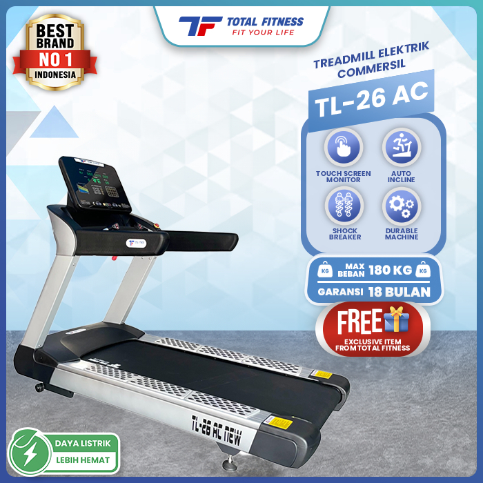 Jual Total Fitness TL-26 Big Electric Treadmill 6 HP Motor AC | Shopee Indonesia