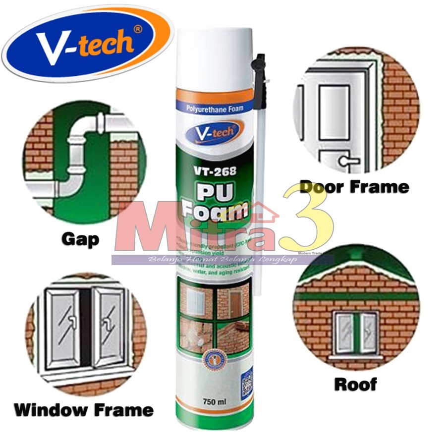 Jual Polyurethane Foam V-TECH PU Sealant Busa Spray Semprot Pengisi ...