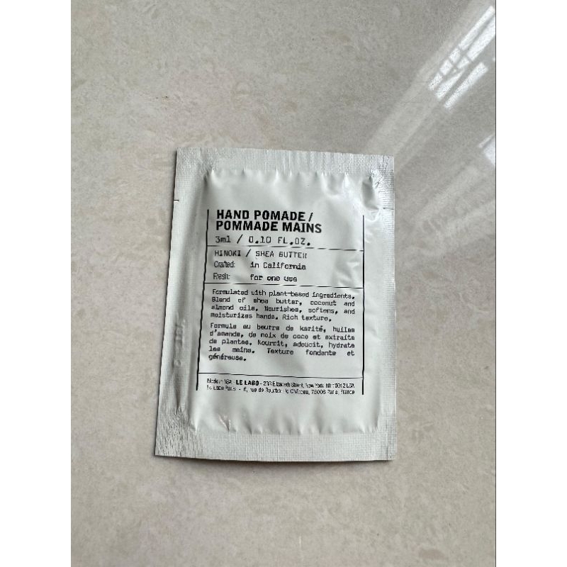 Jual Le Labo Hand Pomade Hinoki Shea Butter Sachet 3ml | Shopee Indonesia