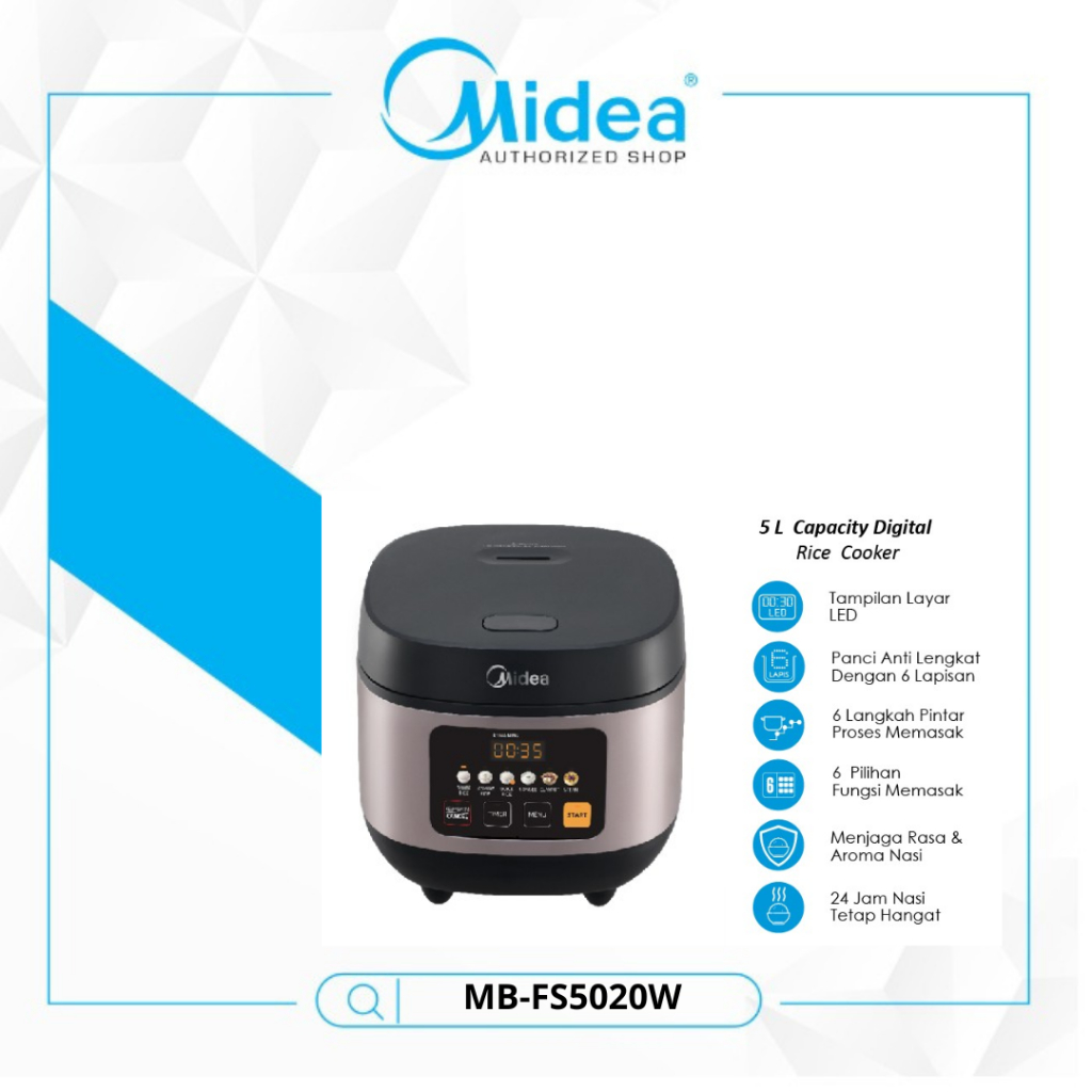 Jual Midea Digital Rice Cooker 5L - MB-FS5020W - 6 Preset Menu | Shopee ...