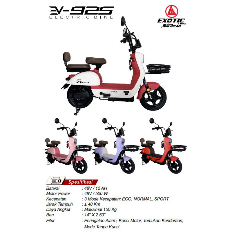 Jual Sepeda Listrik Exotic EV 922 - 925 - 926 Garansi resmi Exotic | Shopee Indonesia