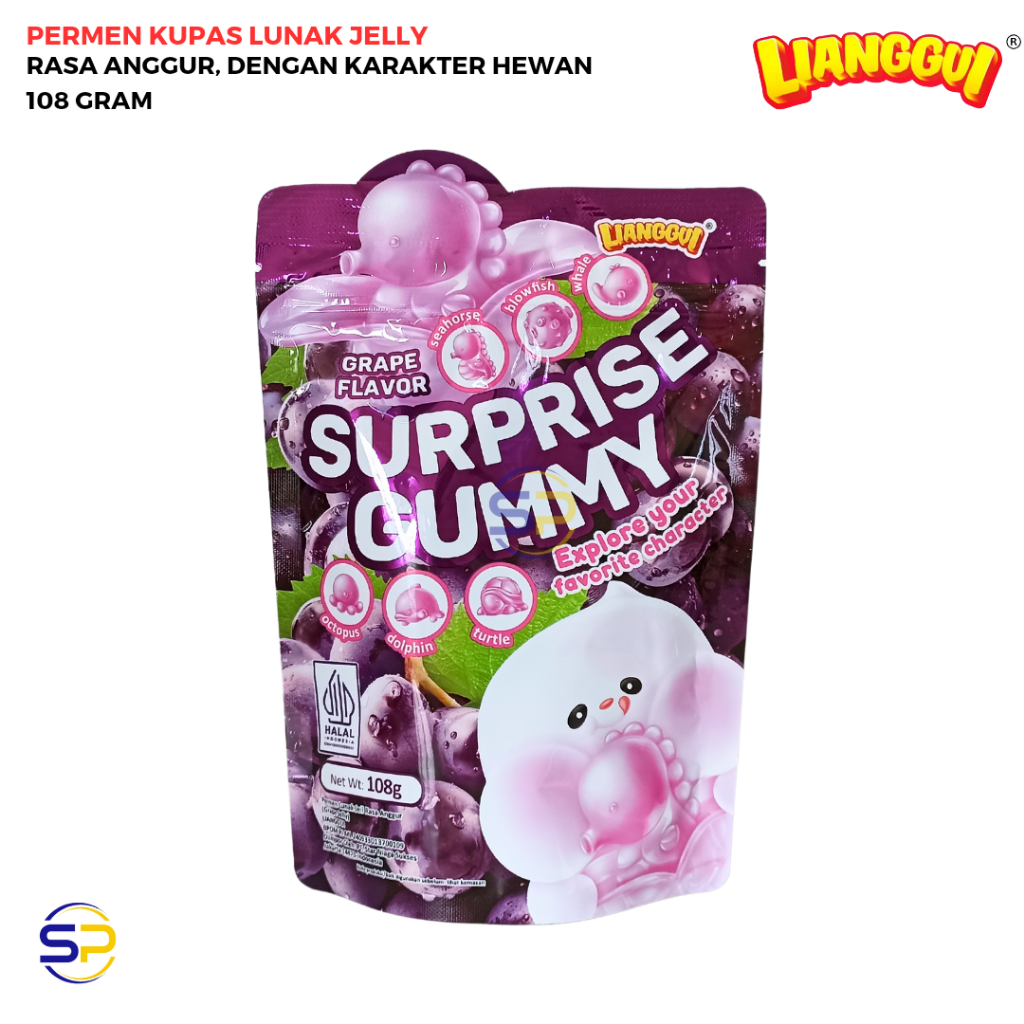 Jual PERMEN LUNAK SURPRISE GUMMY JELLY RASA ANGGUR 108 GRAM - LIANGGUI ...