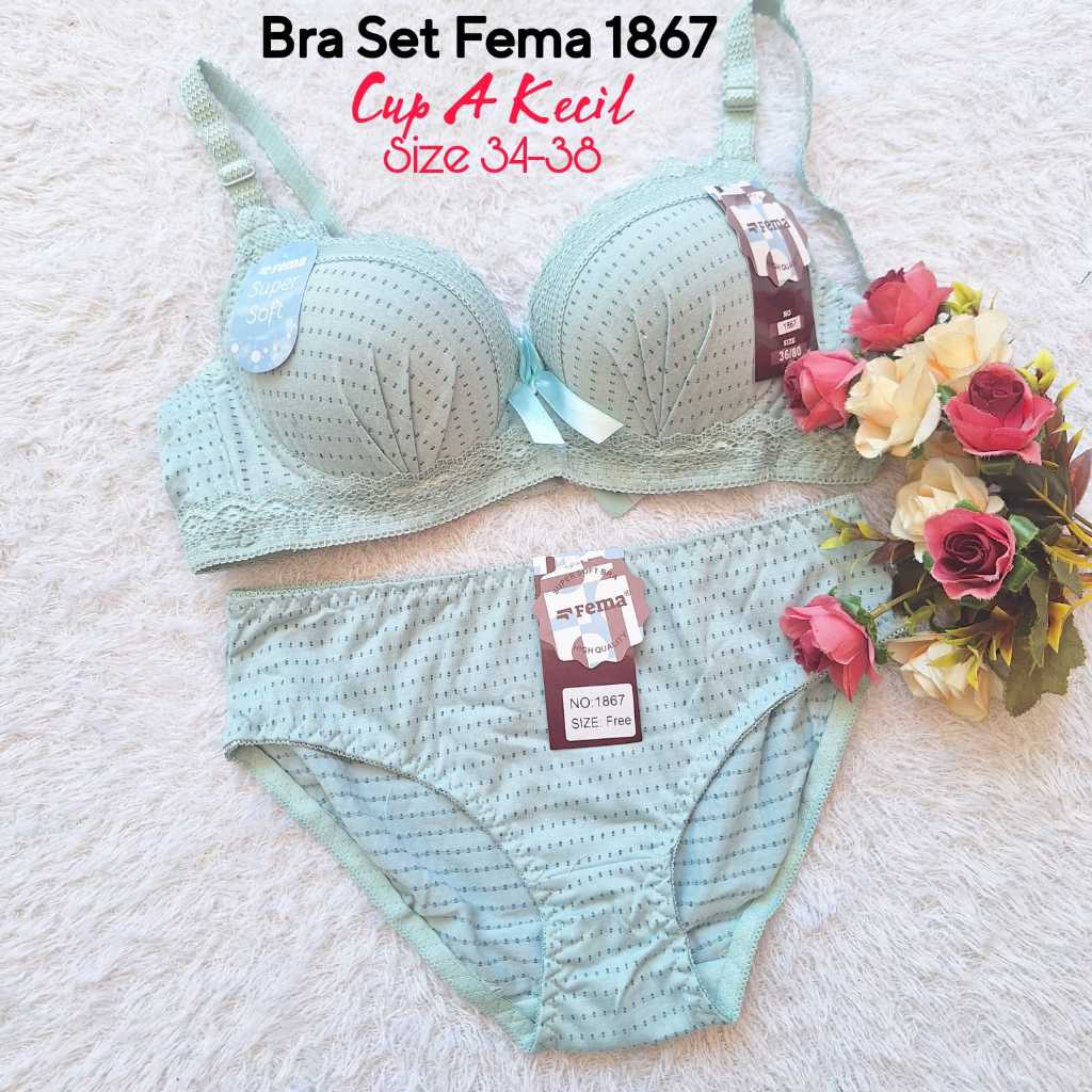 Jual BRA BH SET CELANA DALAM KAWAT BRUKAT CUP KECIL FEMA SOFT BRA 1867 8216 BUSA SEDANG | Shopee ...