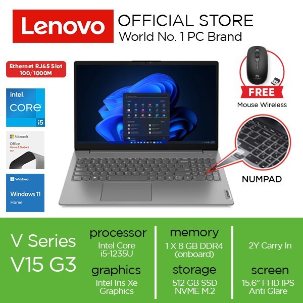 Jual LENOVO V15-IAP 2TT00Q4ID CI5-1235U/8GB/512GB/15.6 FHD/WIN11 ...